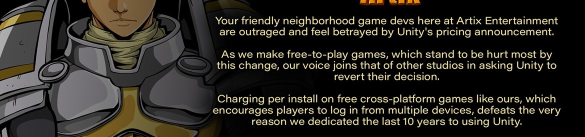 Regarding Unity's "Unity Runtime Fee" announcement. on Artix Entertainment