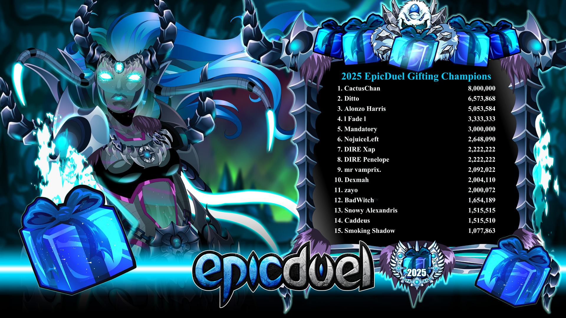 EpicDuel Gifting 2025 Ends on Artix Entertainment