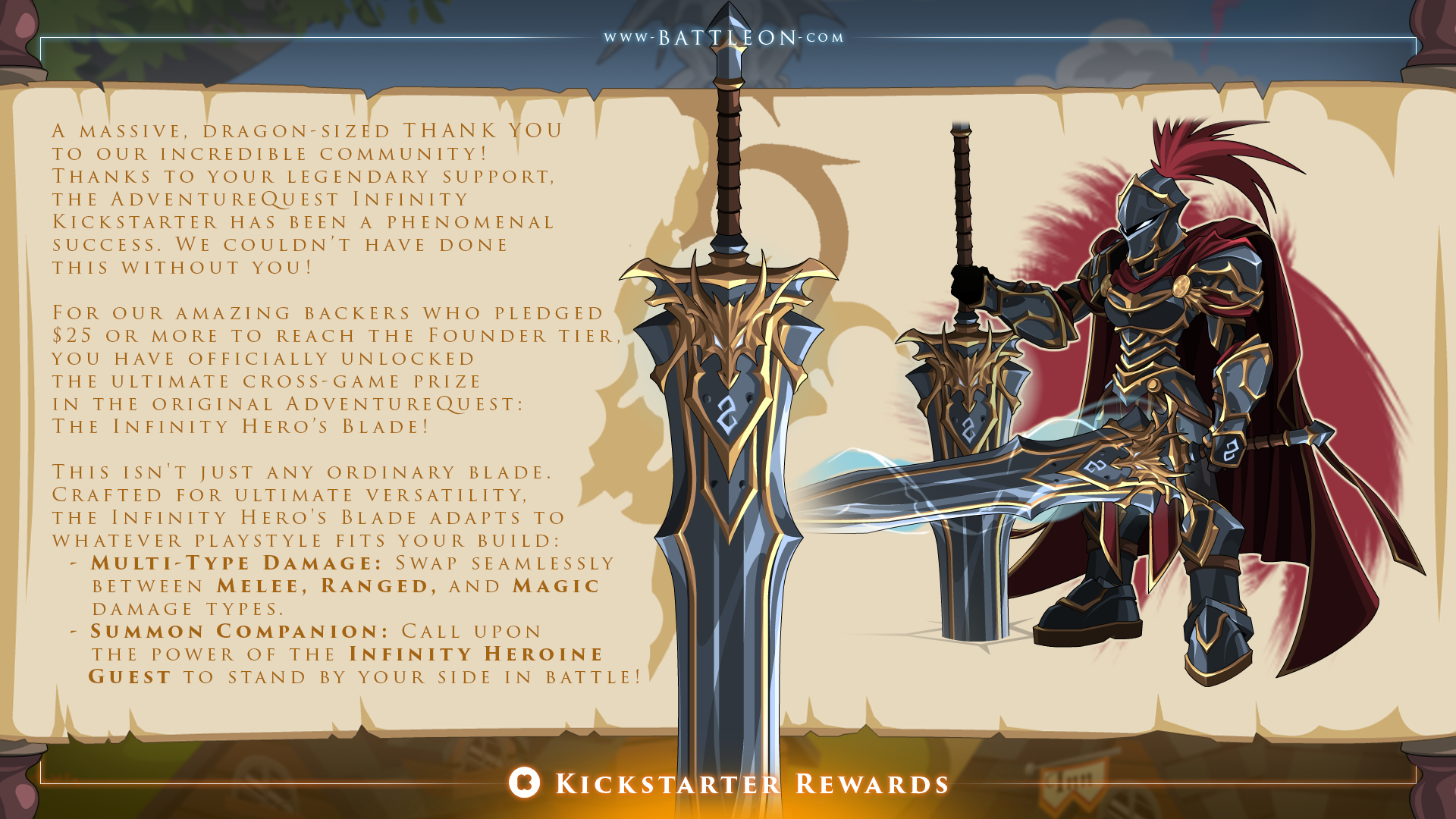 AQW Infinity Kickstarter Rewards - The Infinity Hero's Blade in ...