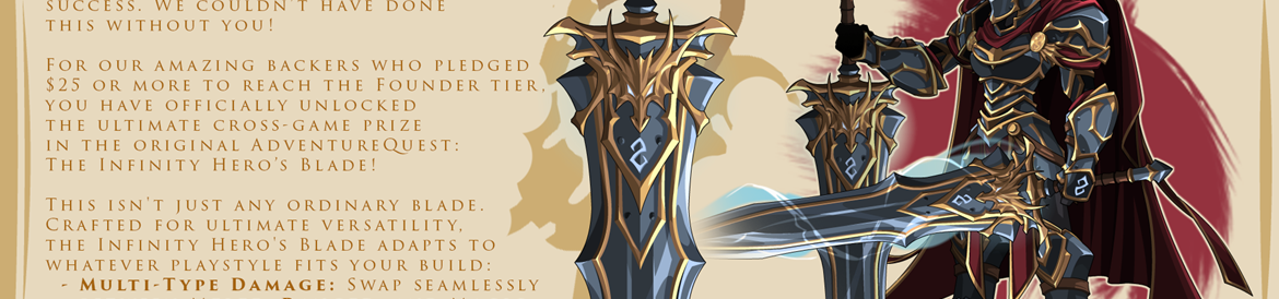 AQW Infinity Kickstarter Rewards - The Infinity Hero's Blade in ...